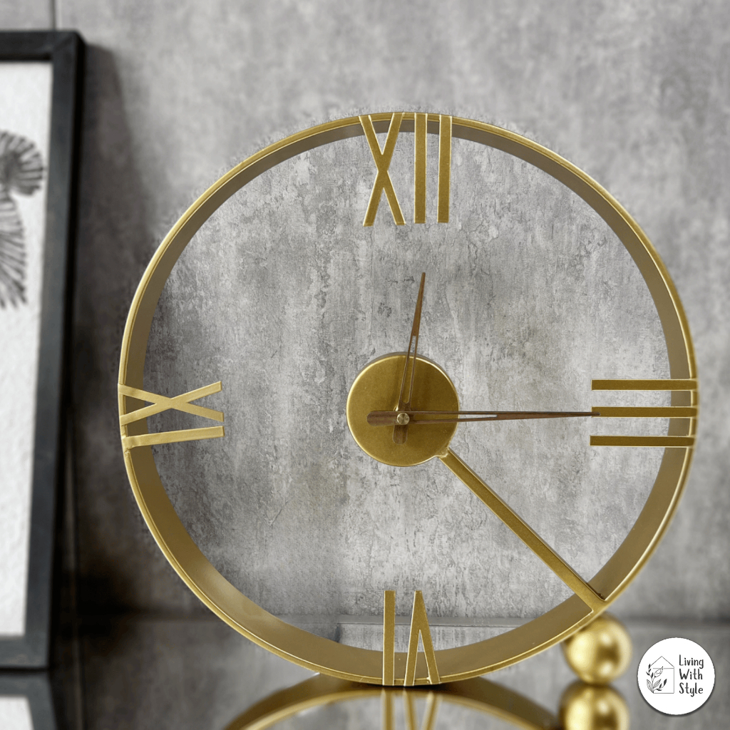 Living With Style - Gold Luxury Standing Table Wall 2 in 1 Clock ...