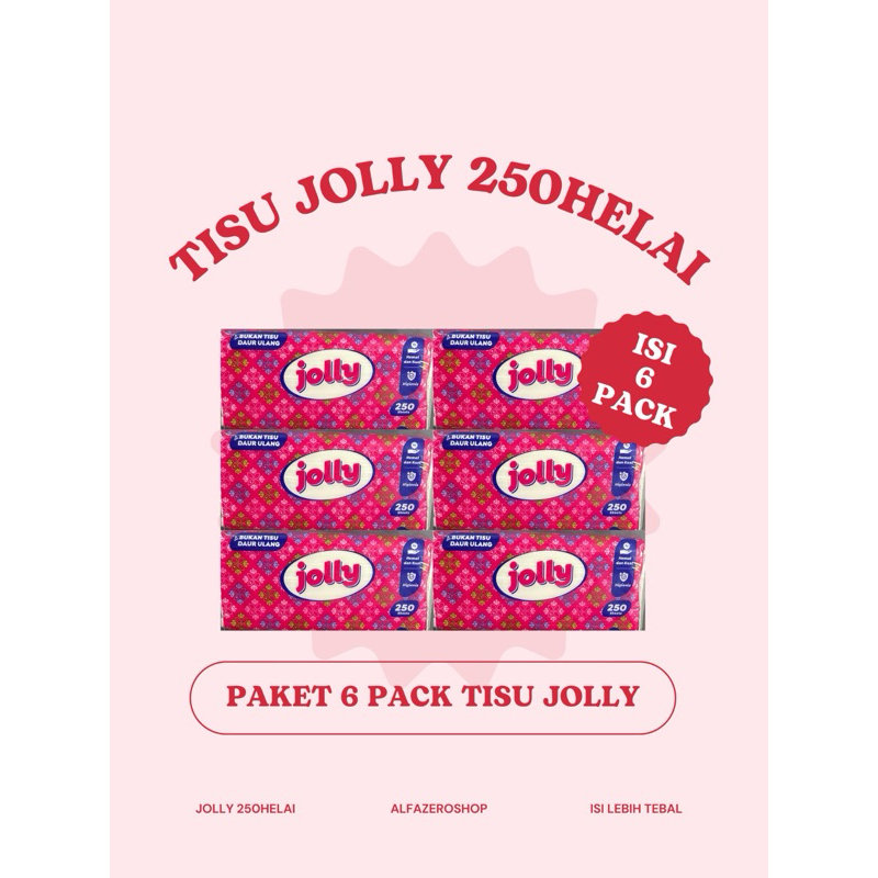 Jolly Tissue 250 sheets 2ply facial Tissue! (Pack Of 6 Pack) | Shopee ...