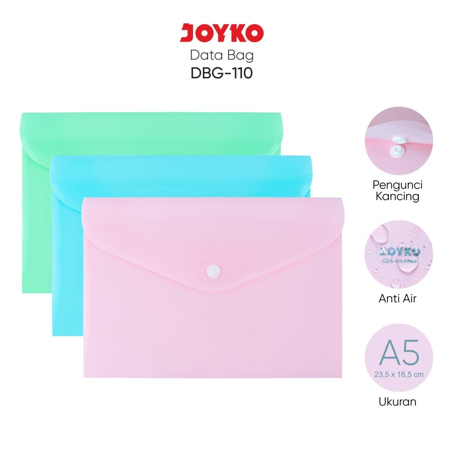 Joyko DBG-110 Pastel A5 Button Plastic Folder (Data Bag) | Shopee Singapore