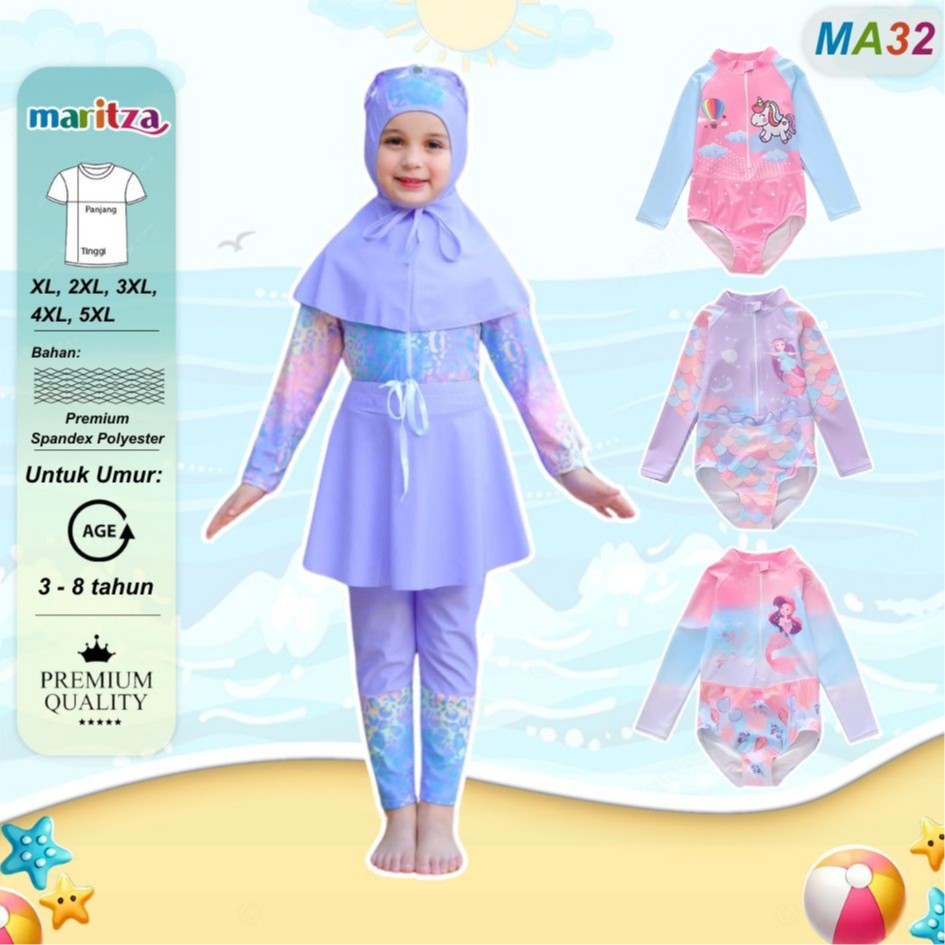 Ma32 Muslim Hijab Hijab Girls Swimsuit | Shopee Singapore