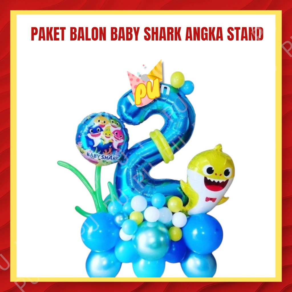 Baby Shark STAND Balloon Package / Baby Shark Birthday Decoration ...
