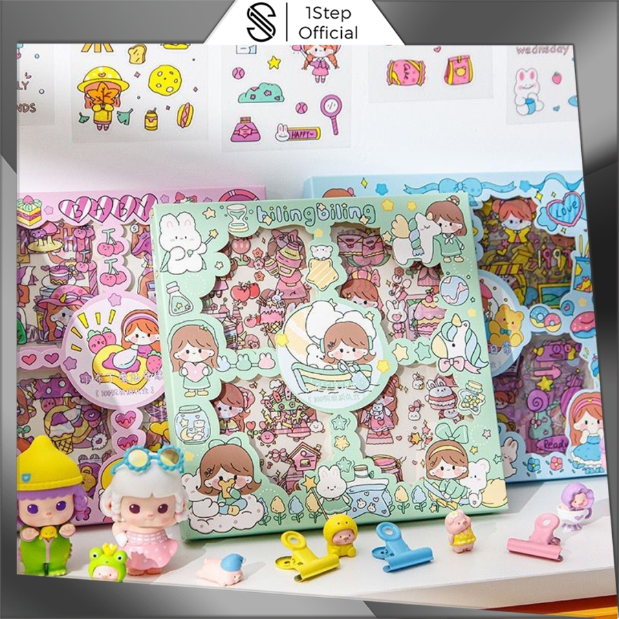 1step (1 Box Contains 100 Pcs) Cute 2D Tumblr PVC Stickers Waterproof ...