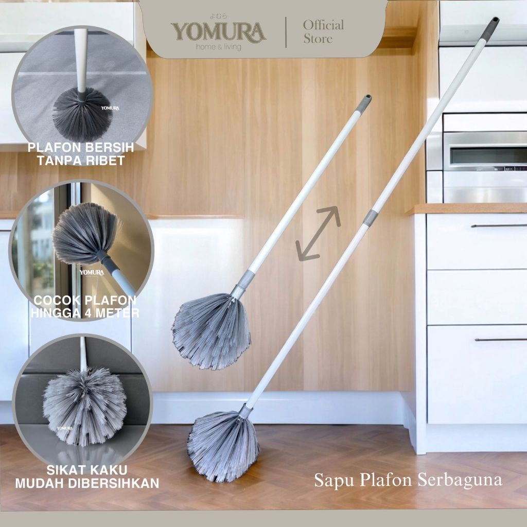 YOMURA Long Adjustable Multi-Purpose Ceiling Broom Iron Stick Steel ...