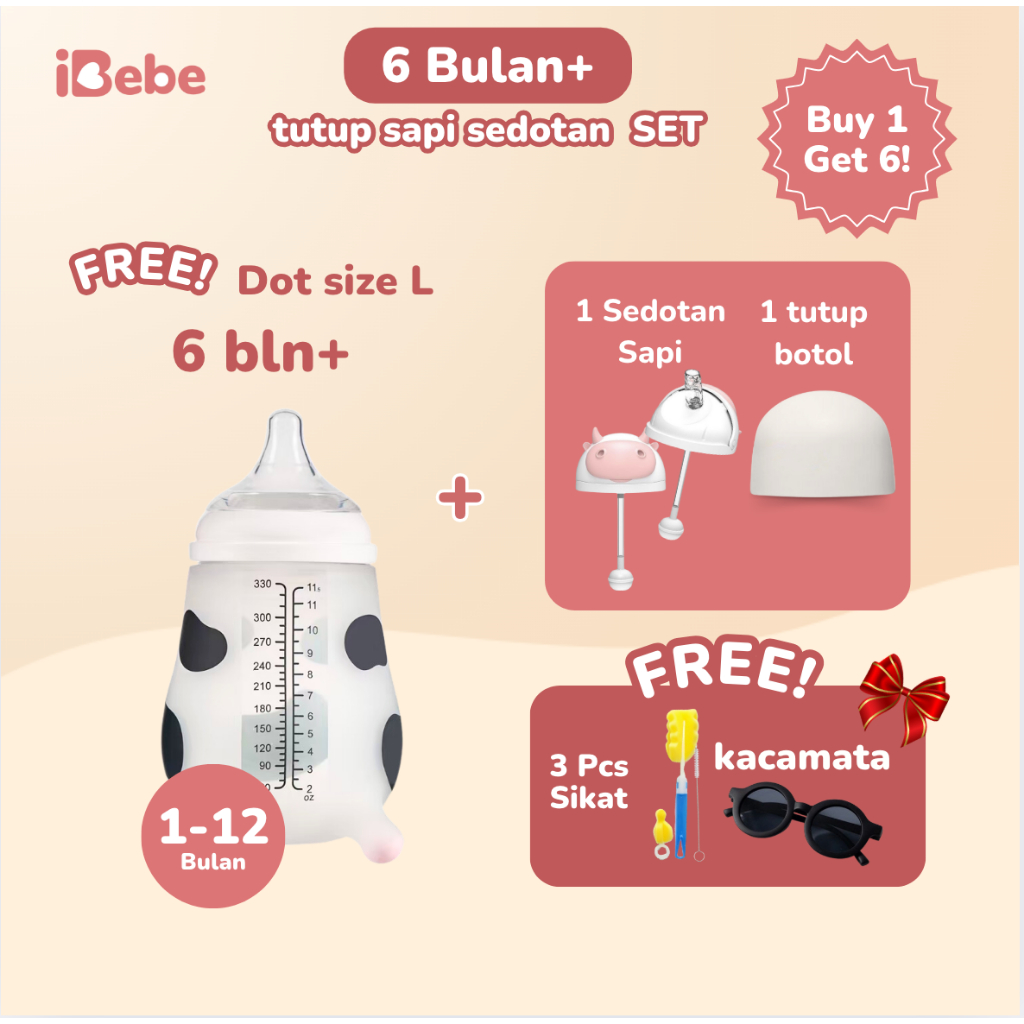 330ml ibebe MooMoo silicon ultra soft Baby Milk Bottle 4in1 Wide-Neck ...