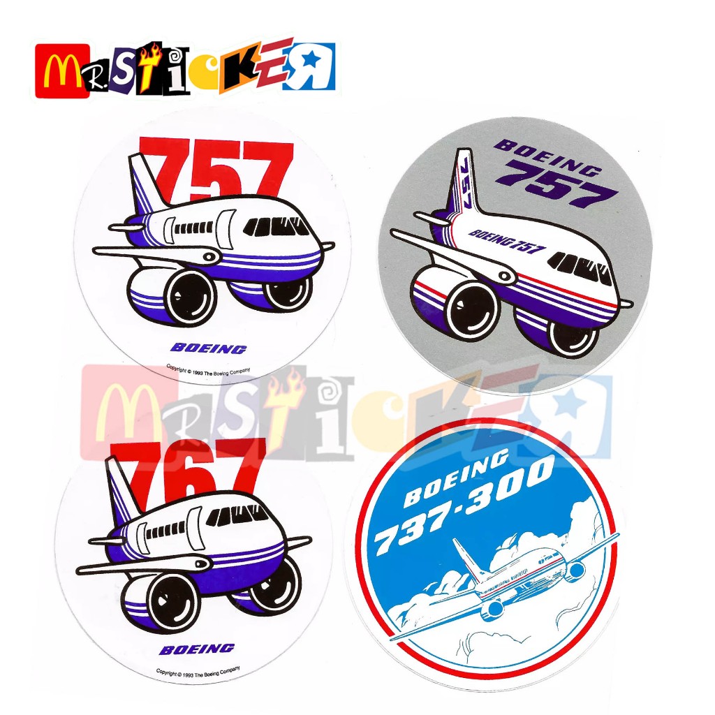 Boeing graphic logo rounded retro luck sticker | Shopee Singapore