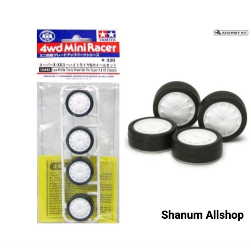 Tamiya 15442 LOW PROFILE TIRE & WHELL SET [FOR SUPER X & XX CHASSIS ...