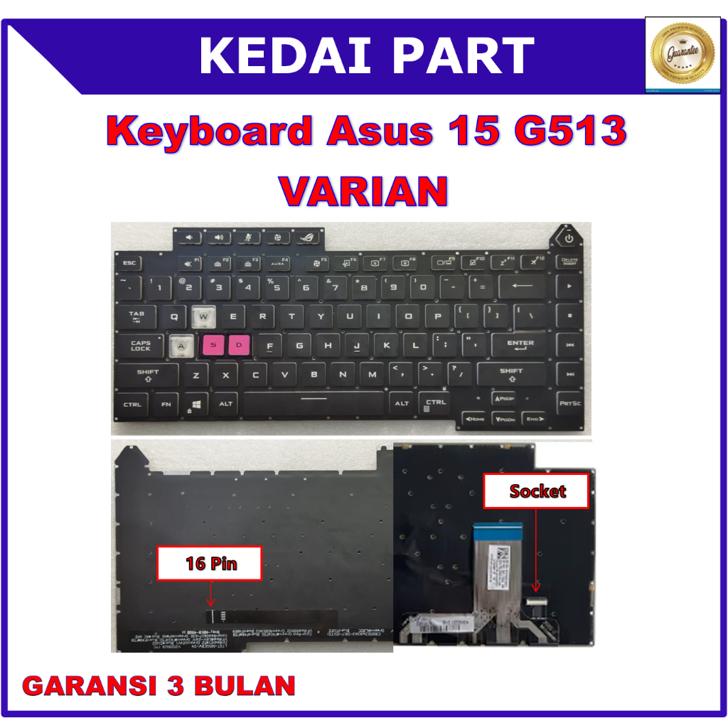 Asus ROG Strix G15 G513 G513X G513GT G513IE G513Q Backlight Keyboard ...