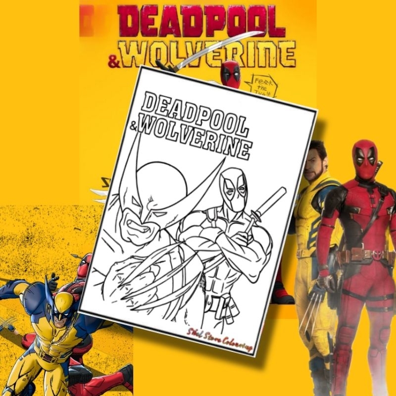 Deadpool & Wolverine Theme Children's Coloring Paper / Drawing Paper ...