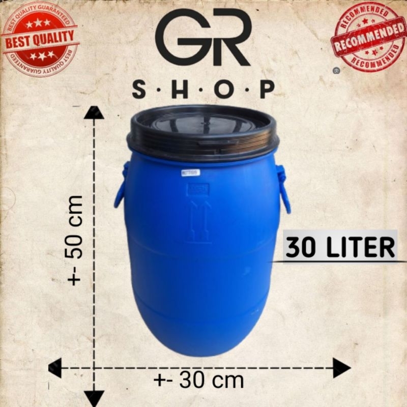 30 Liter Blue Plastic Drum Can for Water Storage and Trash Can | Shopee ...