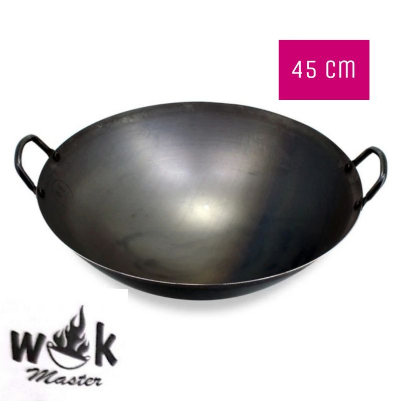 Wok MASTER Two Handle Crock 45cm WM-CW45 Carbon Black Steel Wok ...