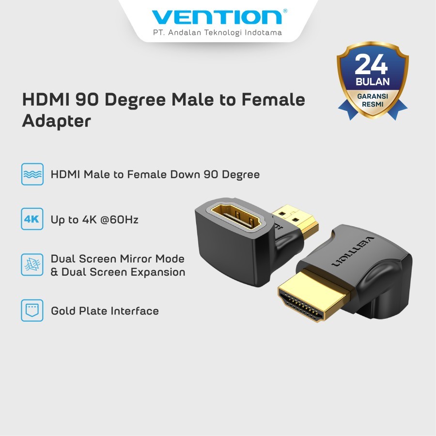 Vention HDMI 90 Degree Male To Female Adapter - AIO | Shopee Singapore