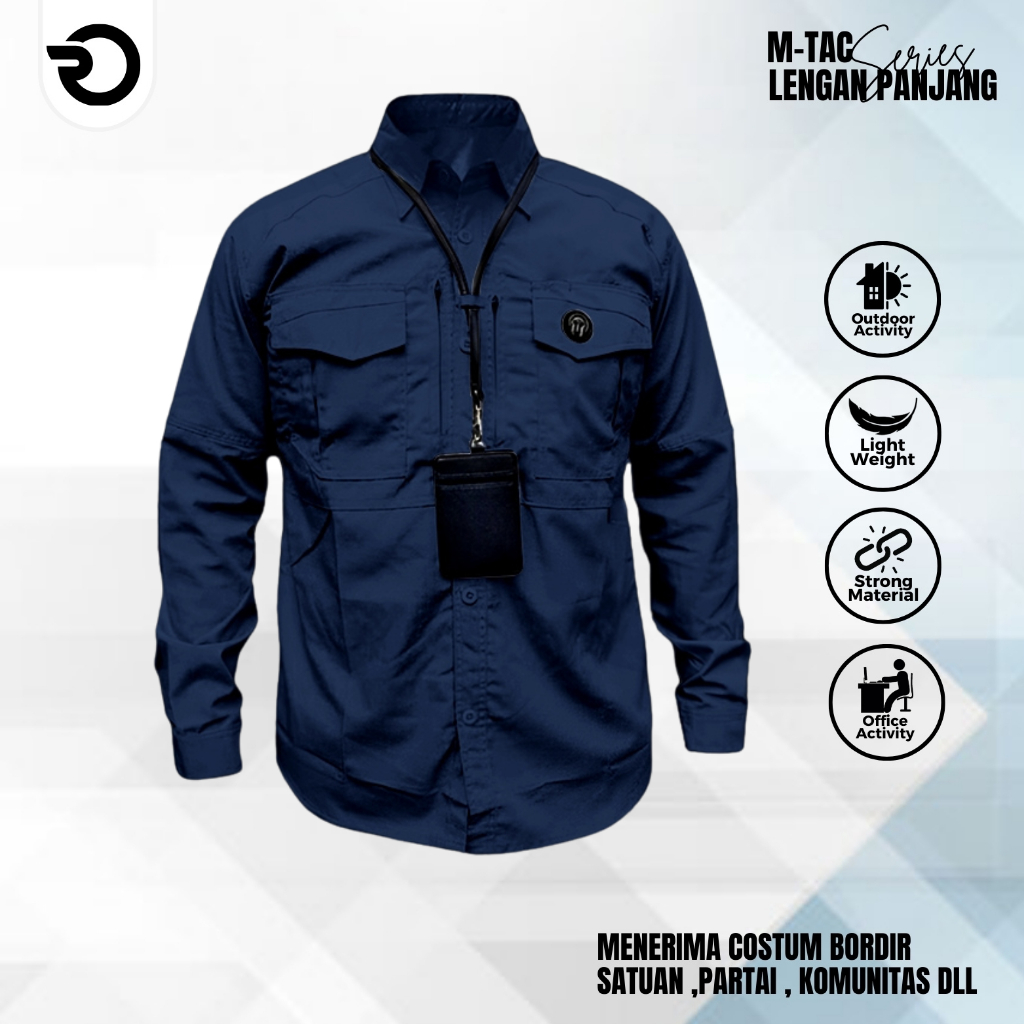 KEMEJA Mtac Long Navy Field Shirt Original Men And Women Tactical Top ...