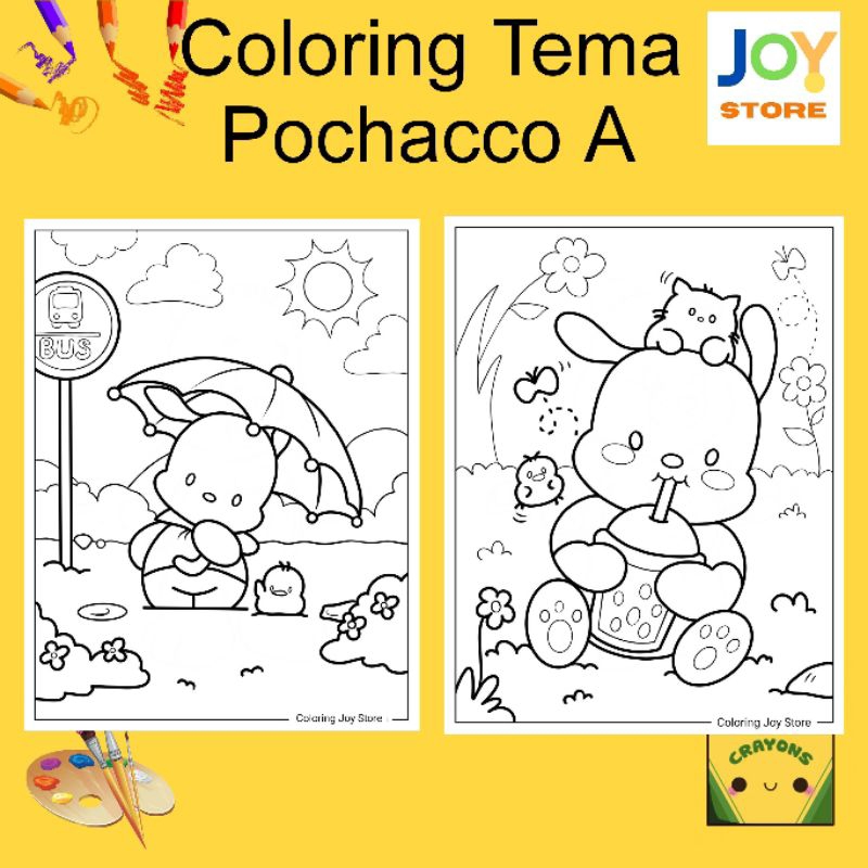 Coloring Drawing Paper sizes A4 and A5 150 gsm - Pochacco Theme ...