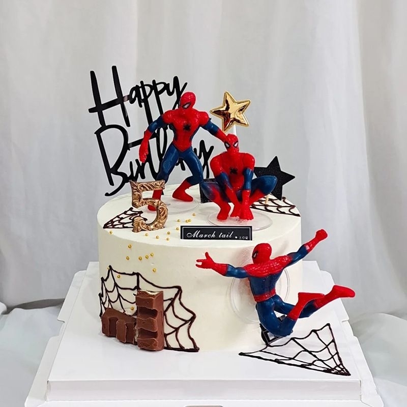 SPIDERMAN CAKE TOPPER CONTAINS 7 FIGURES SPIDERMAN DOLL TOYS FIGURE ...