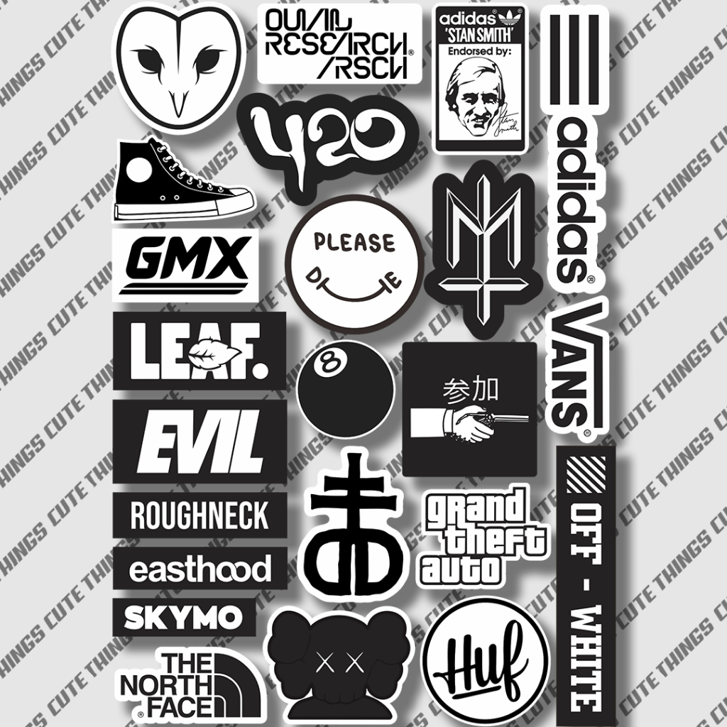 Aesthetic Sticker pack adidas tnf vans black white || Tumblr laptop ...
