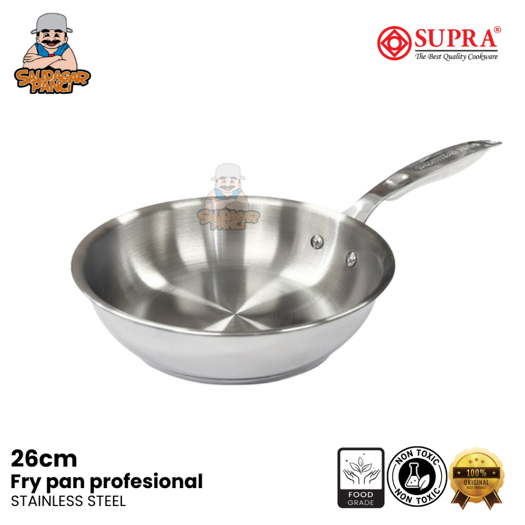 SUPRA fry pan 26cm stainless steel SUS 304 impact bottom professional cookware series / cooking ...