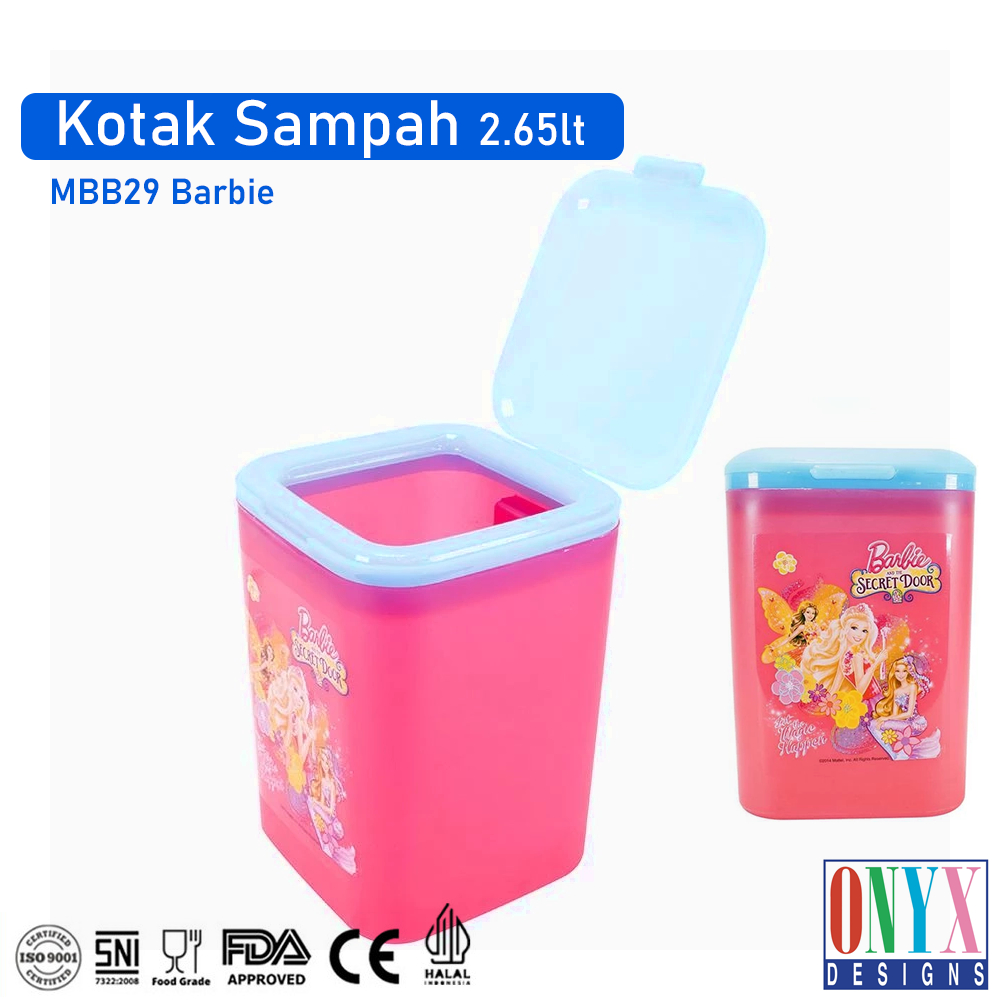 Ktmstore Barbie Square Trash Bin 2.65 lt Onyx Character Box Trash Can ...