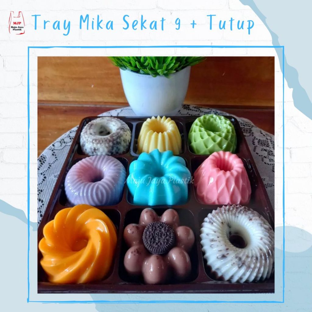 HITAM Mini Pudding Tray 9 Mica Lid Divider 9 Siomai Bread Mochi ichigo ...