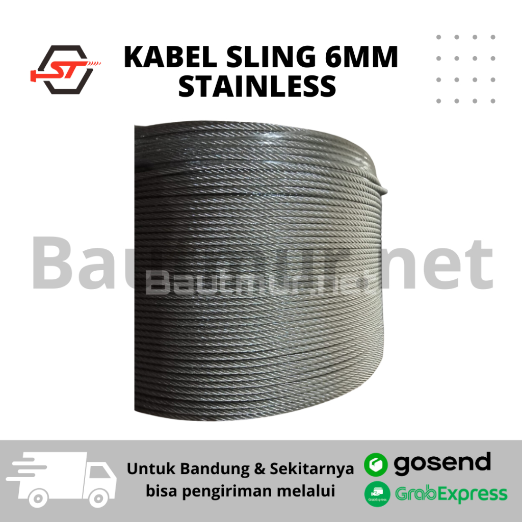 Steel Wire Rope / 304 Stainless Cable Sling 6mm Wire Rope | Shopee ...