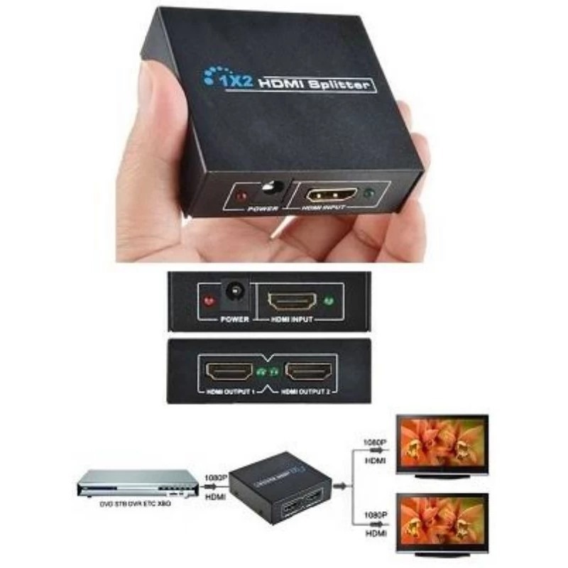 LAYAR HDMI SPLITTER 2 PORT (1 IN 2 OUT) For 2 screen / projector ...