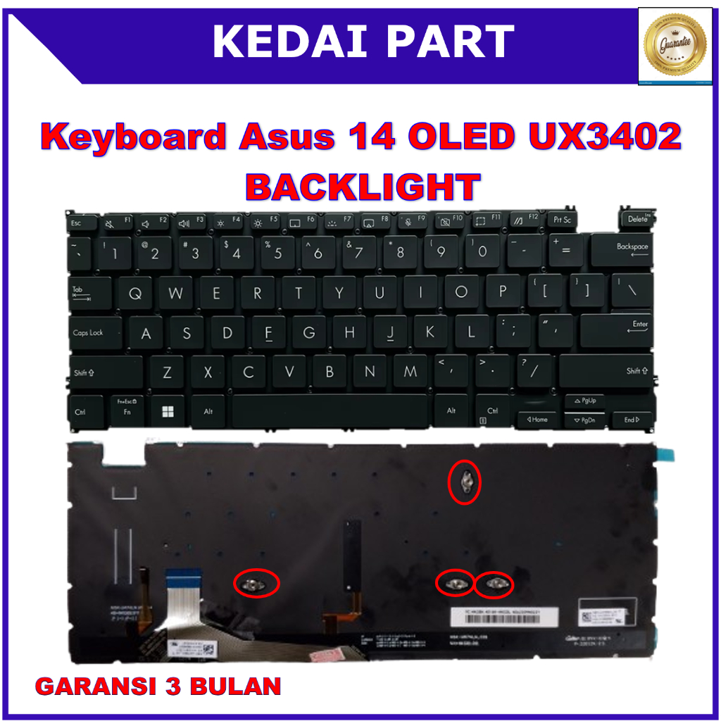 Asus Zenbook 14 OLED UX3402 UX3402za Small Enter Backlight Keyboard ...