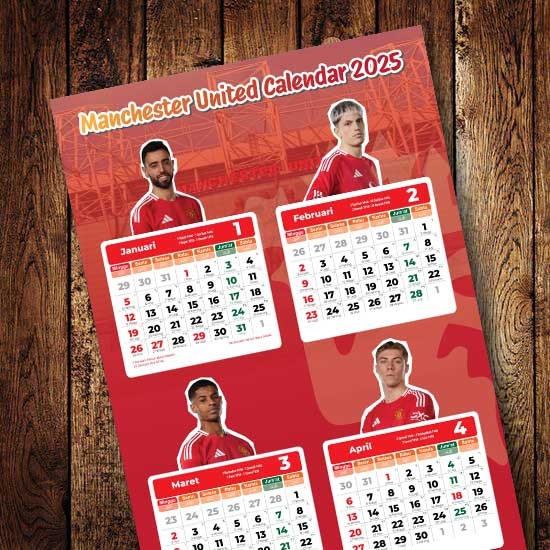 Manchester United Football Calendar 2025 - 4 months | Shopee Singapore