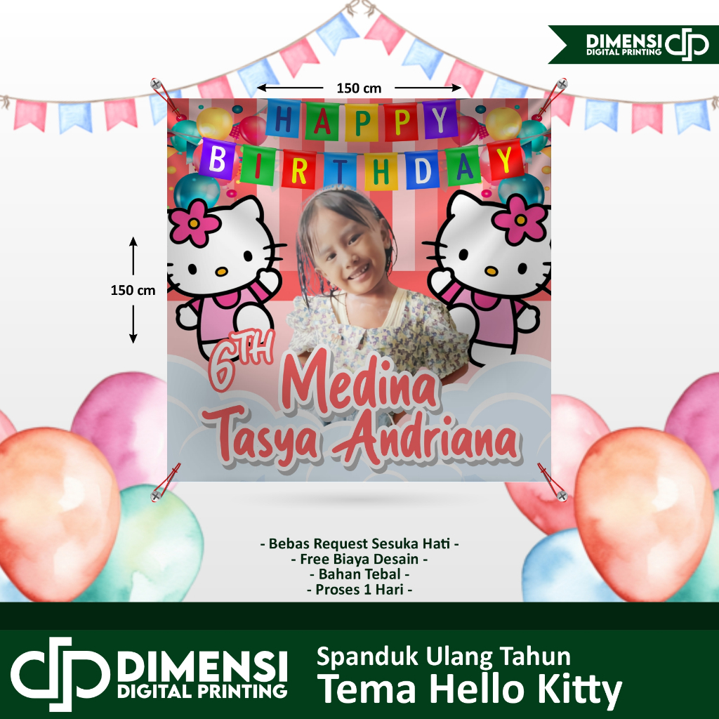 HELLO KITTY THEME BIRTHDAY BANNER / CHILDREN'S BIRTHDAY BANNER / HELLO ...
