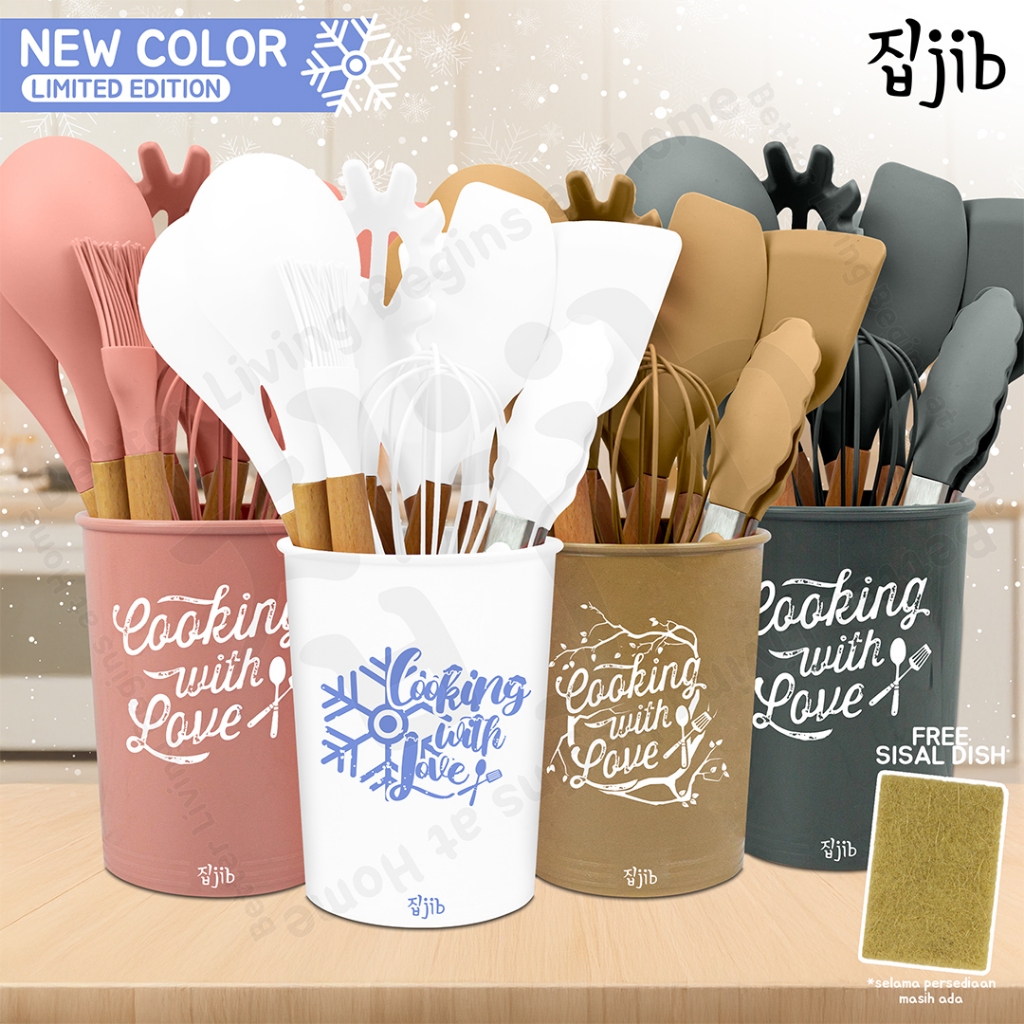 JIB Silicone Utensil Set / Kitchen Silicon Utensil Set + Bucket ...