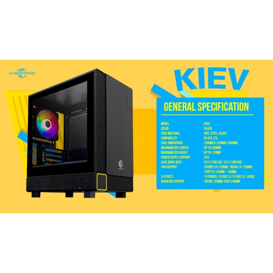 Kiev Free 1Fan RGB m-ATX Tempered Glass PC Cube Gaming Case | Shopee ...