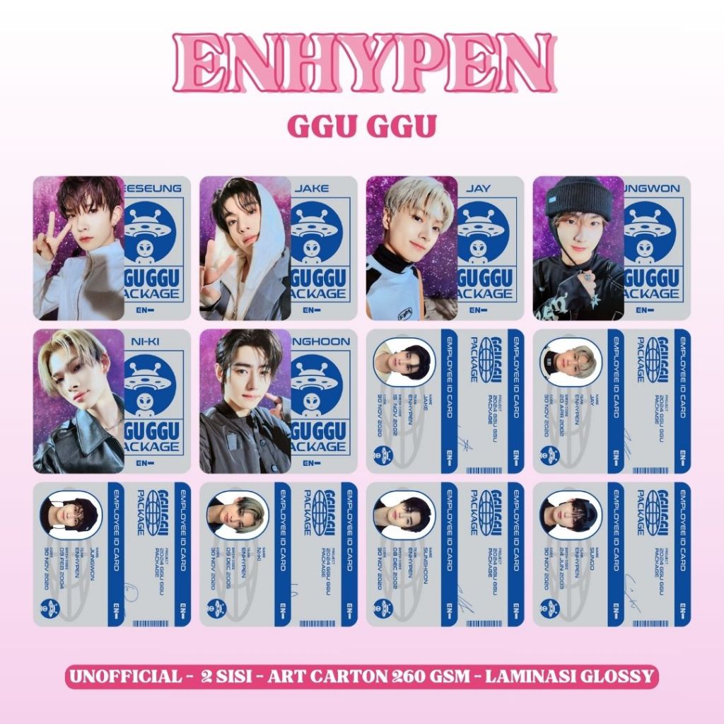 Enhypen GGU GGU GGU PACKAGE Photocard - Premium PC 2 Sides Kpop Card Merch Unofficial | Shopee ...