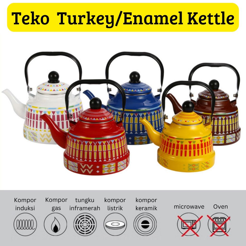 Turkish Teapot / Enamel Kettle / Arabic zam zam Water Teapot 1.1 Liter ...