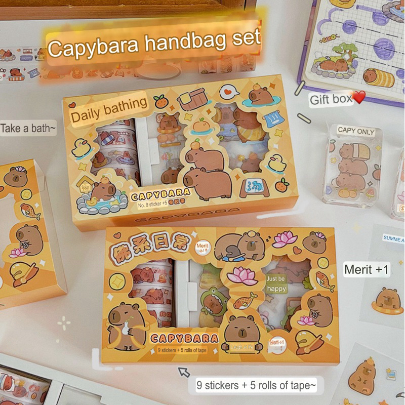 Purple NT001 Sticker Set Sticky Paper Cute Capybara Paper 100 Pcs Note ...