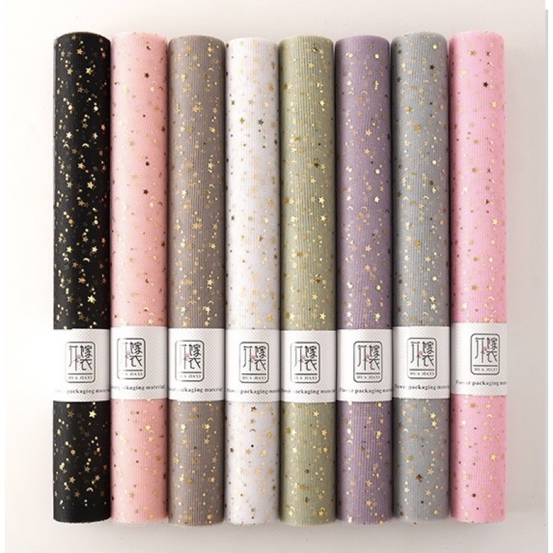 Gold STAR TILE ROLL FLOWER PAPER (1 ROLL)/ FLOWER WRAP/ HAND BOUQUET ...