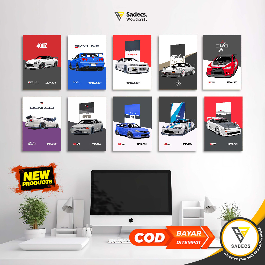 SADECS - JDM Cars Textured Wooden Poster Room Wall Decoration Display ...
