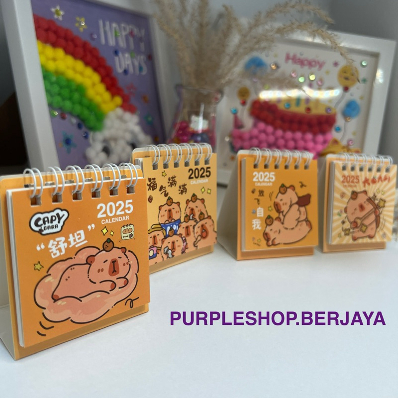 Purple KAL001 Mini Capybara Calendar 2025 Desk Calendar Cute Capybara ...