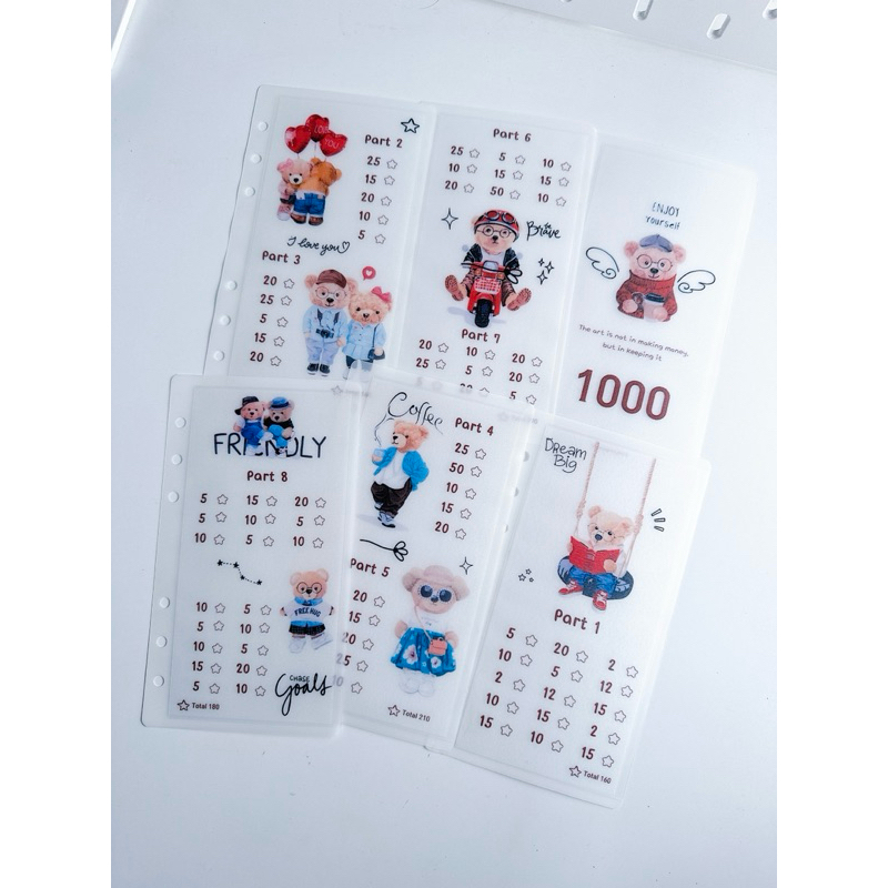 TEDDY BEAR saving challenge for A6 binder | Shopee Singapore