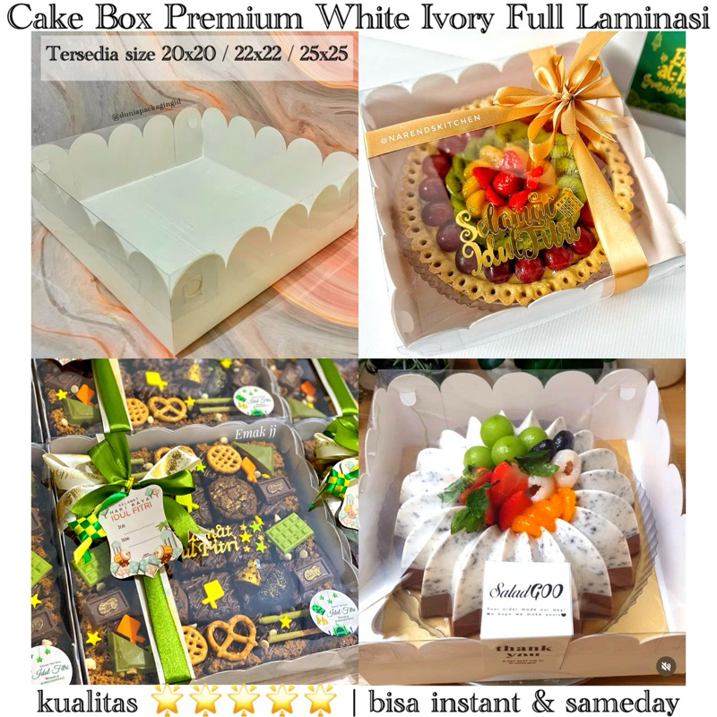 Luxury cake Box with Mica Lid 20x20 22x22/ 25x25 Full White LAMINATED ...