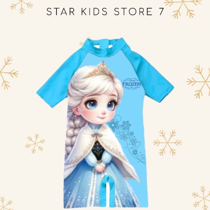 Frozen Short Swimsuit For Girls Ages 1-12 Years | Shopee Singapore