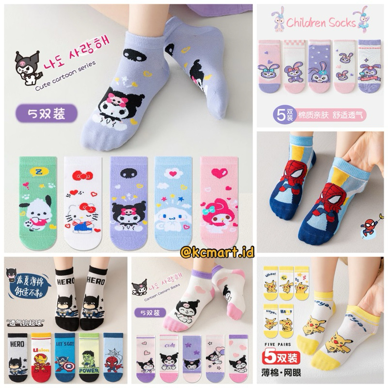 Sanrio Socks Cinnamoroll Kuromi Melody Spiderman Ultraman Pikachu ...