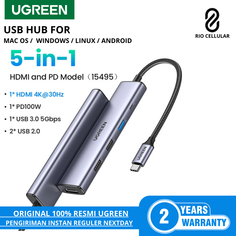 Ugreen USB C HUB 5 in 1 USB 3.0 HDMI 4K 30hz PD 100W Macbook Laptop - 15495 | Shopee Singapore