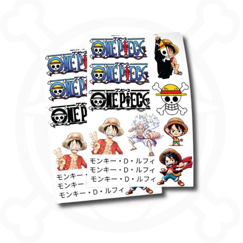 Sticker Pack Size A5 one piece Monkey D Luffy one piece logo, glossy ...