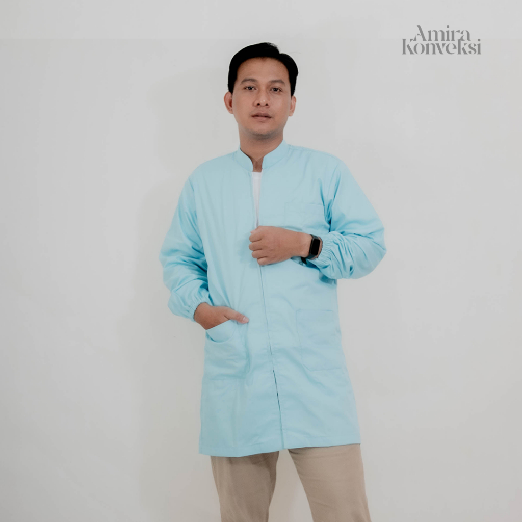 Light Blue Lab Coat / Long Sleeve Laboratory Coat with Rubber Ruffles ...