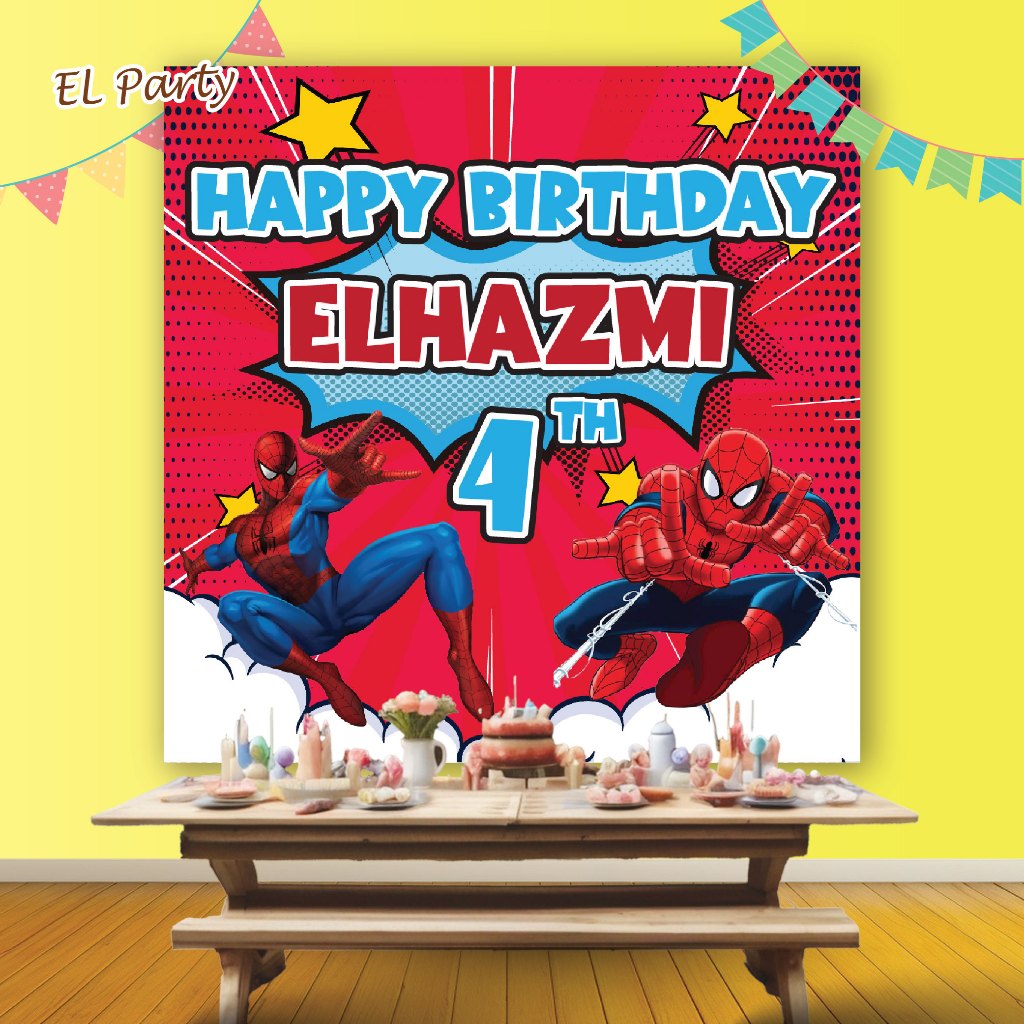 Spiderman Birthday Banner Birthday Banner Character Costume Background ...