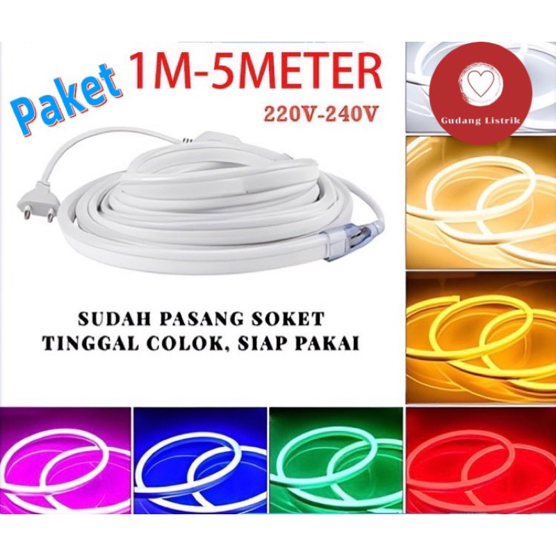 Neon FLEX Light Package 220V 1M 2M 3M 4M 5M 5meter LED Flexible Hose ...