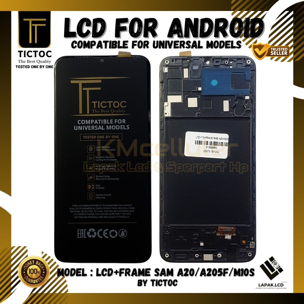 LCD Touchscreen + FRAME SAMSUNG A20/A205F/M10S Original TICTOC | Shopee ...
