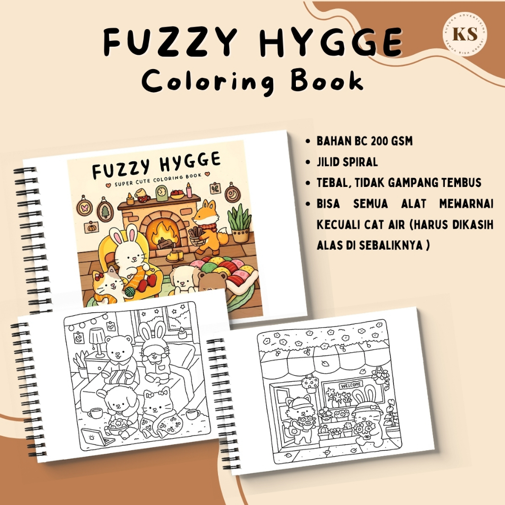 FUZZY HYGGE Coloring Book For Adults And Kids Cozy Healing Thick ...