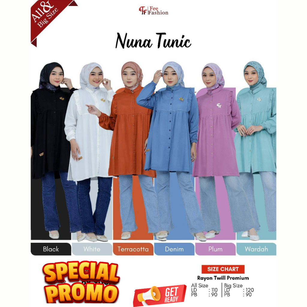 Nuna TUNIK - FEE FASHION - RAYON TWILL PREMIUM - WOMEN'S PLAIN TUNIK ...