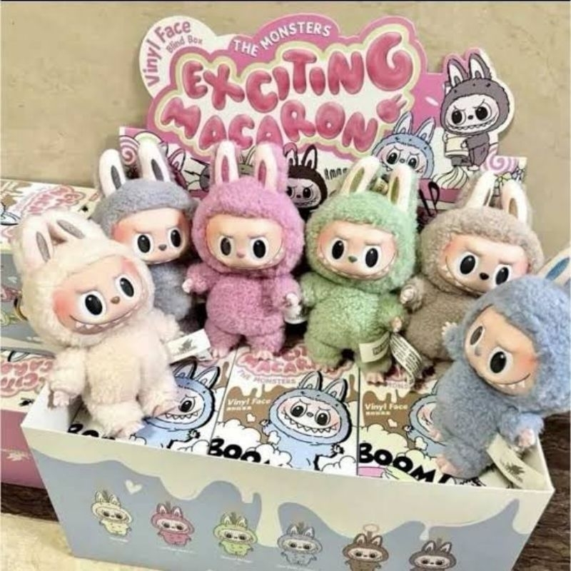 Labubu macaron Popmart Blind Box Exciting macaron labubu Doll Standing ...
