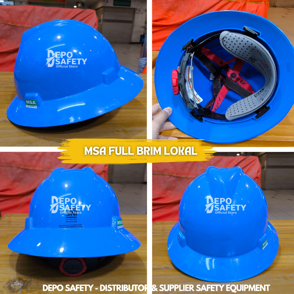 Msa PROJECT SAFETY HELMET FULL BRIM BLUE FASTRACK PLUS CHIN STRAP - MSA ...