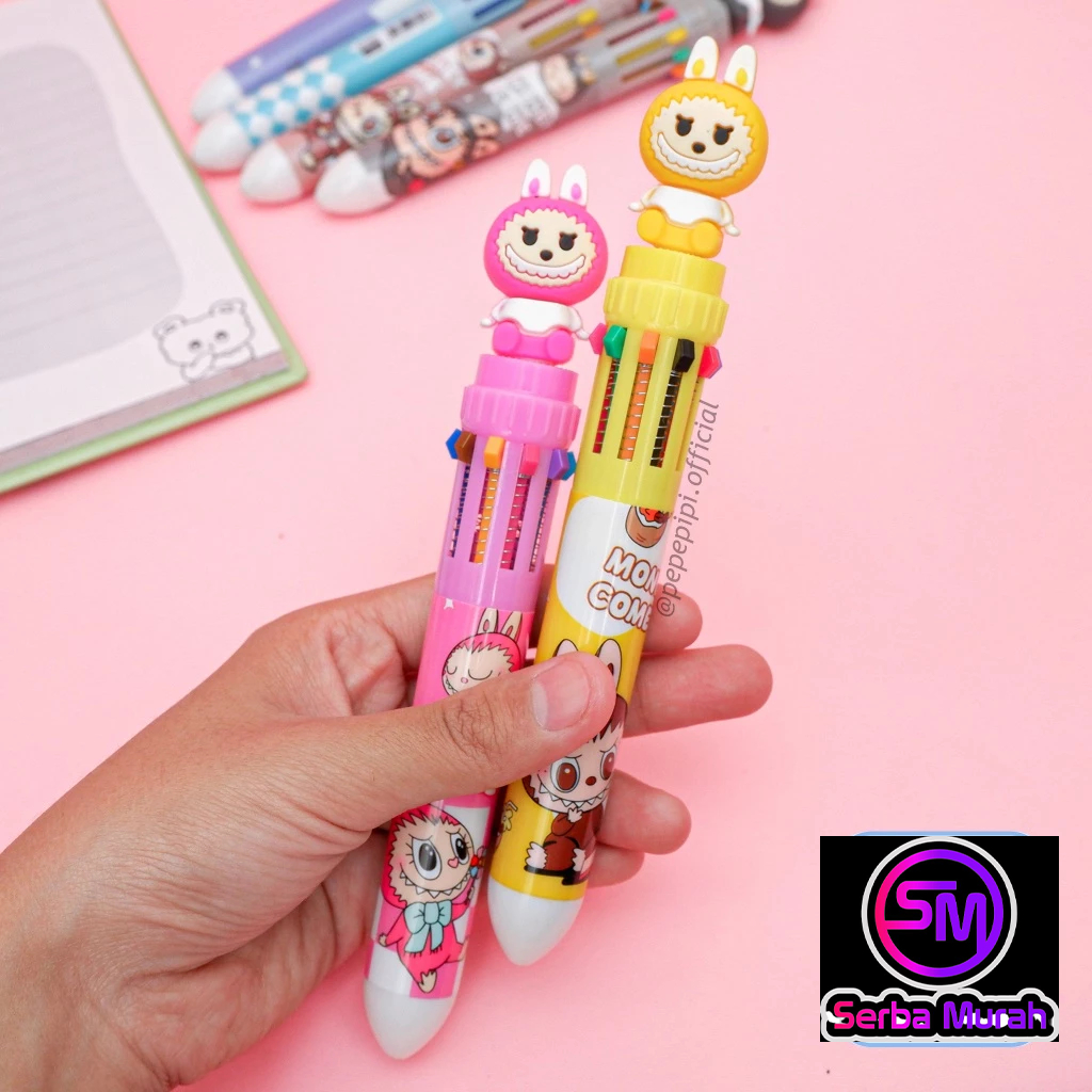 10 Color Labubu PC-1544 Pen Ballpoint Pen Colorful Ink Character Gelpen ...